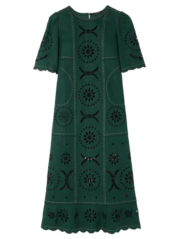 Vita Kin Meena Asymmetric Draped Layered Silk-satin And Twill Dress - Green