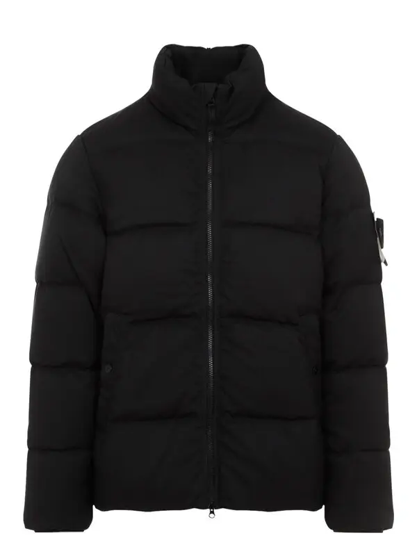 Stone Island Zipped Padded Jacket With Logo Patch - Black