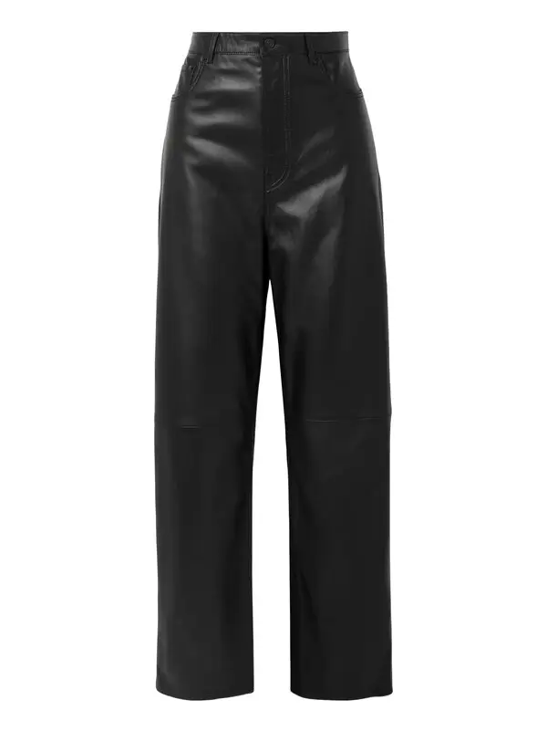 Wardrobe.NYC Low-rise Wide-leg Leather Trousers - Black