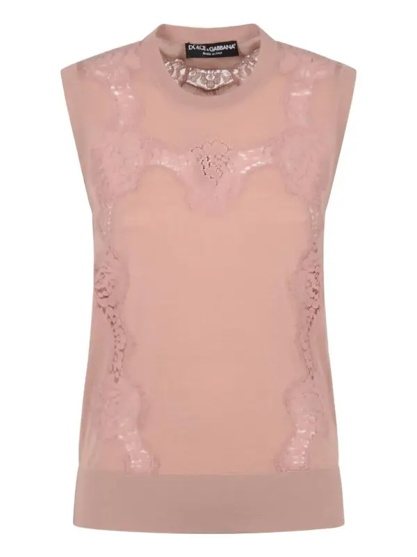 Dolce & Gabbana Lace Detailed Knitted Vest - Pink