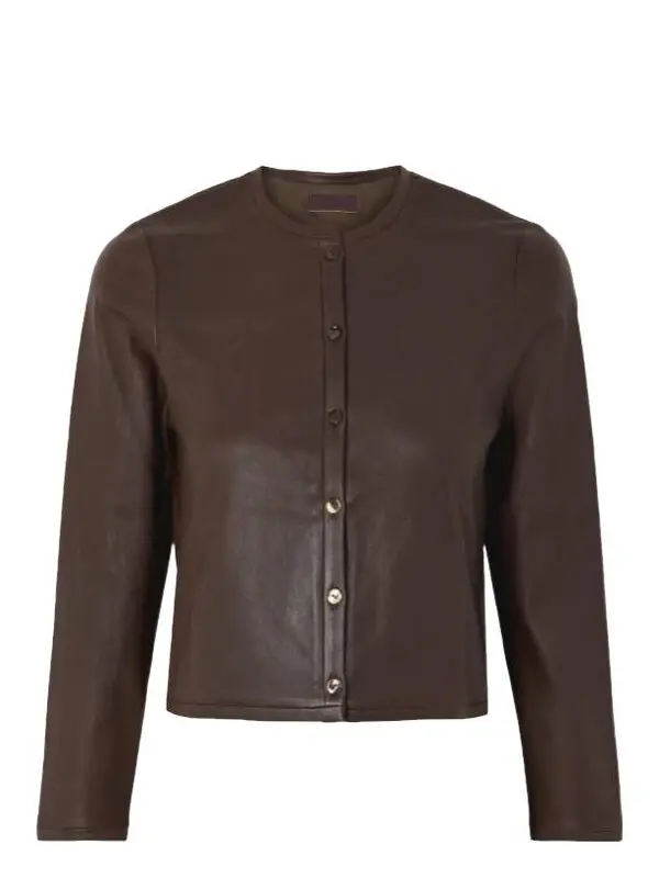 Stouls Cropped Leather Cardigan - Black