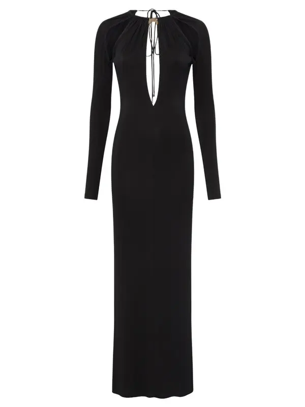 MARINE SERRE Draped Keyhole Maxi Dress - Black