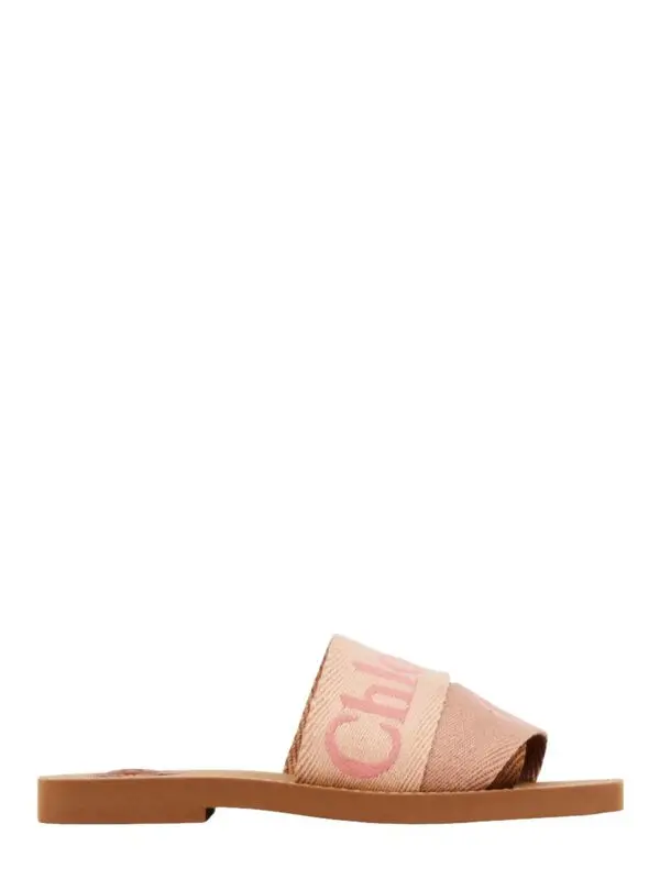 Chloé Woody Logo Embroidered Sandals - Rosewood Brown