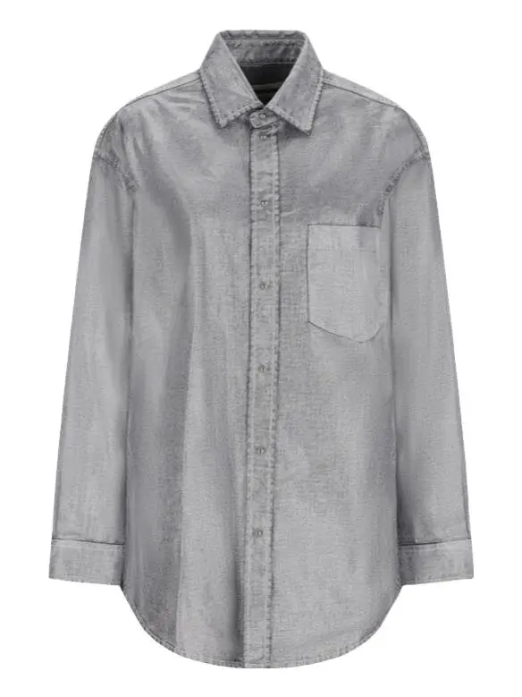 DARKPARK Denim-effect Collared Shirt - Gray