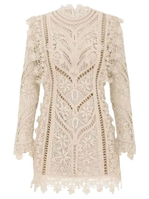Zimmermann Illuminate Cornelli Lace Mini Dress - Cream