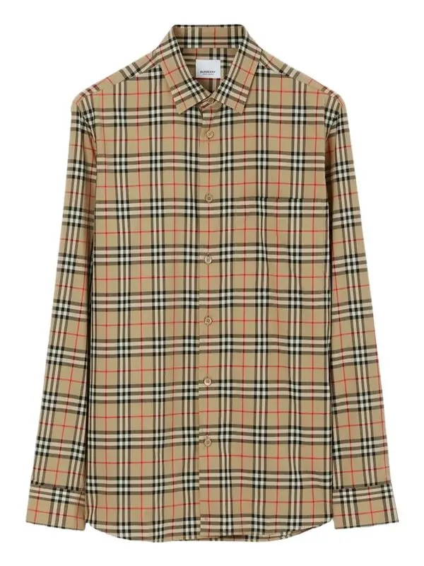 Burberry Long Sleeved Checked Buttoned Shirt - Green