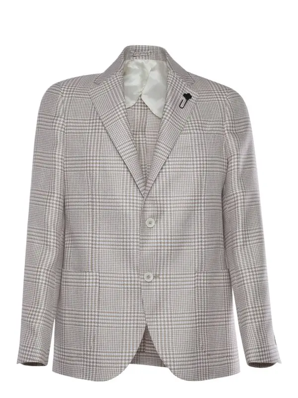 LARDINI Checked Single-breasted Tailored Blazer - Gray