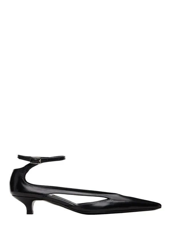 TOTEME Leather Kitten Heels With Ankle Strap - Black