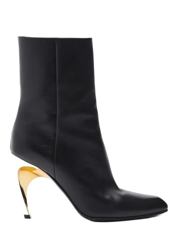 Alexander McQueen Pointed Toe Zip Up Heeled Boots - Black