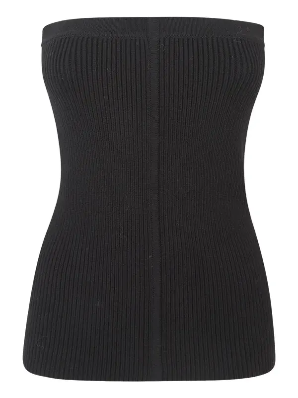 Rick Owens Ribbed Knit Strapless Tube Top - Black