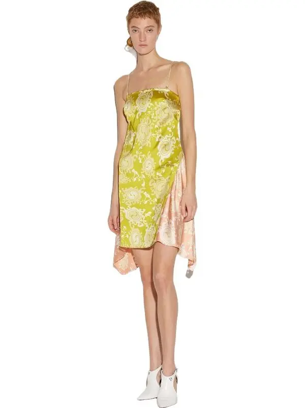 Dsquared2 Floral Printed Asymmetric Hem Draped Dress - Nude