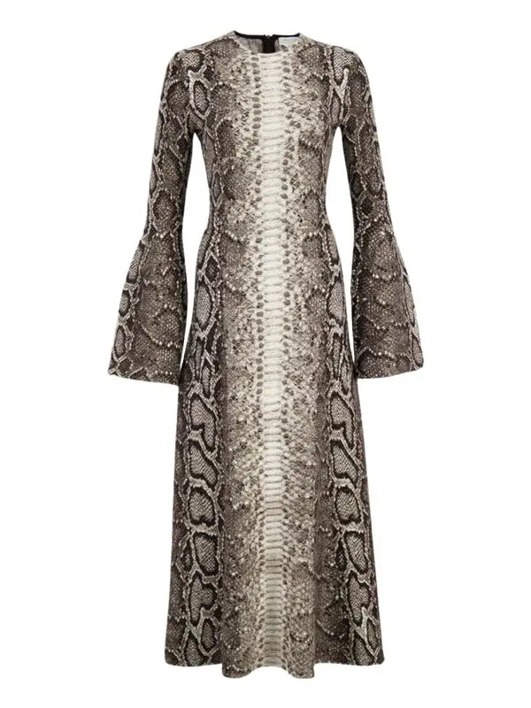 Gabriela Hearst Aalia Snake Print Bell Sleeve Dress - Multicolor