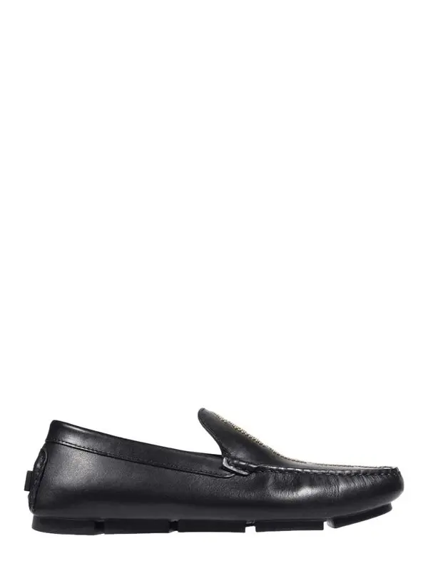 Versace Studded Greca Leather Loafers - Black