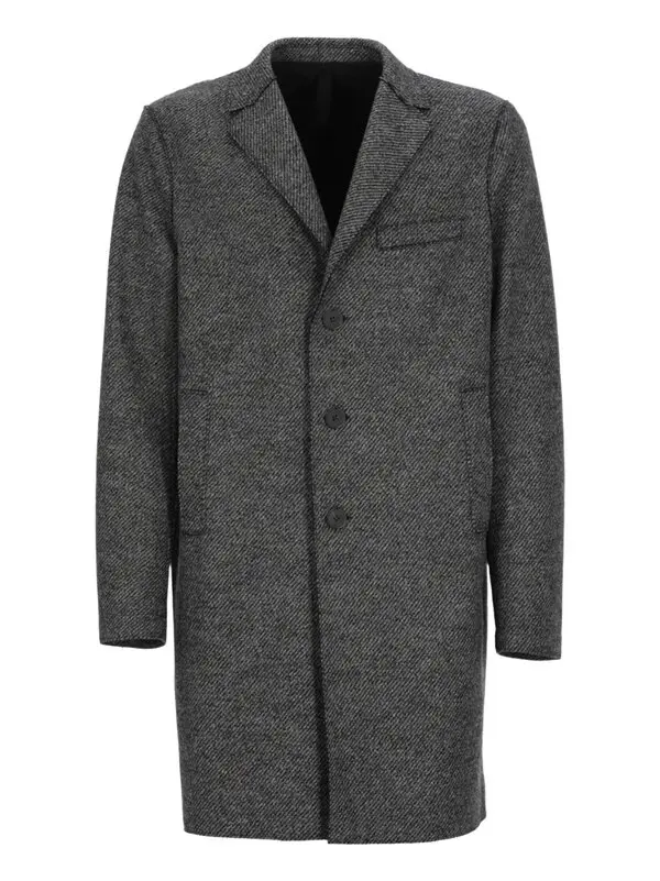 Harris Wharf London Single-breasted Herringbone Coat - Black