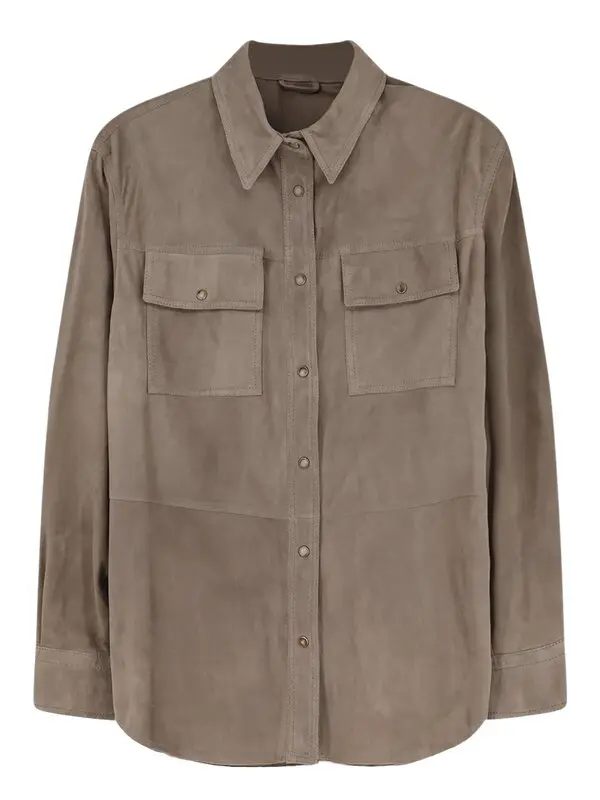 Brunello Cucinelli Long Sleeve Shirt With Snap Closure - Gray