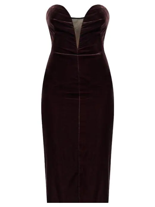 TOM FORD Sweetheart Neckline Midi Dress - Black