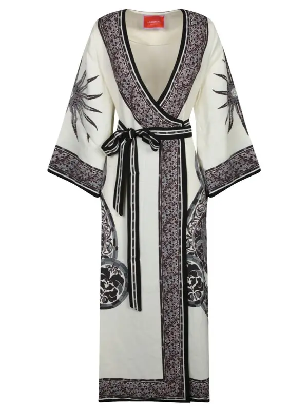 La DoubleJ Cobra Print Wrap Dress - Gray