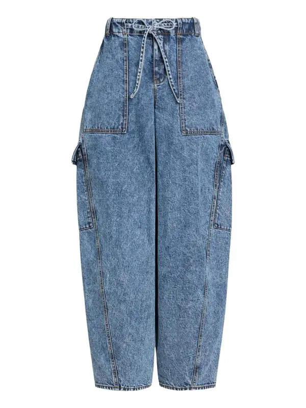 Alaïa Barrel Leg Cargo Jeans - Snow Blue