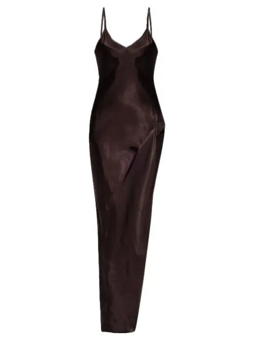 Vetements Side-slit Slip Maxi Dress - Brown