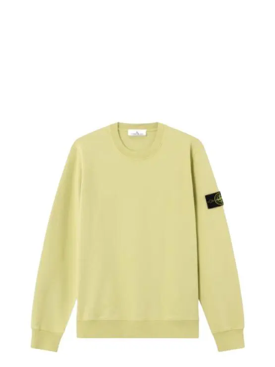 Stone Island Regular-fit Crewneck Sweatshirt With Elasticated Cuffs - Fern