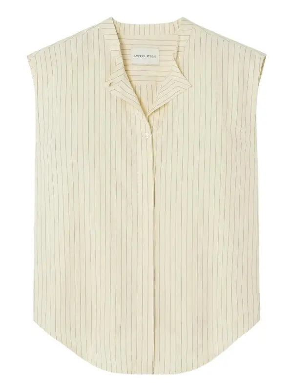 Loulou De Saison Sleeveless Vertical Stripe Blouse - White