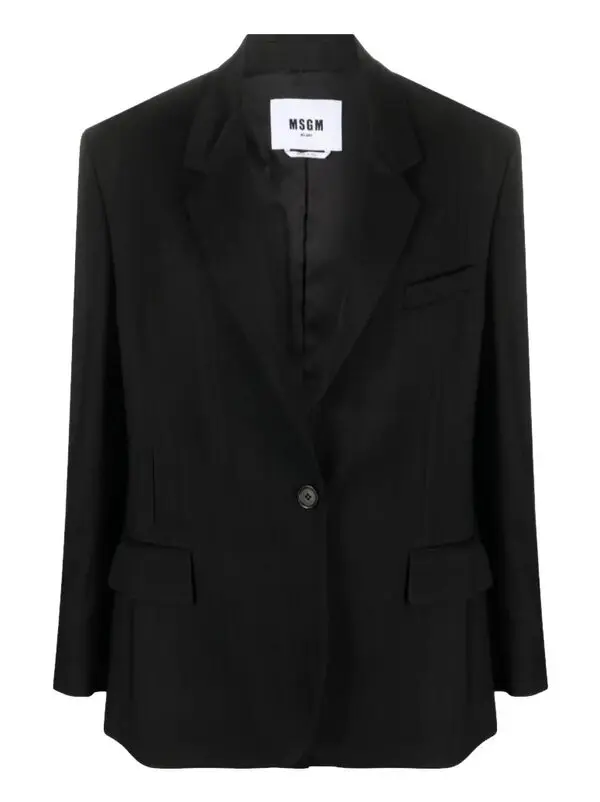 MSGM Notched Lapel Single-breasted Blazer - Black