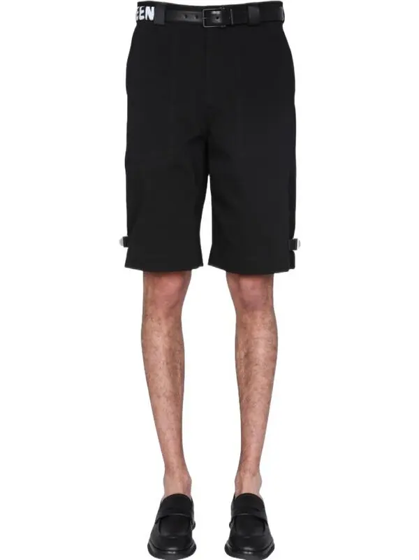 Alexander McQueen Wide Leg Knee Length Shorts With Belt Detail - Black
