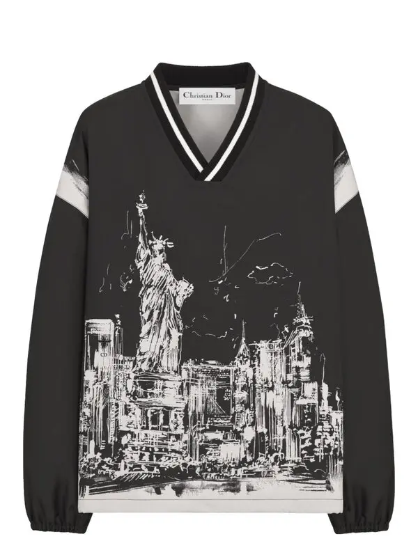 Dior Pullover Anorak With V-neck And Drawstring Hem - Black