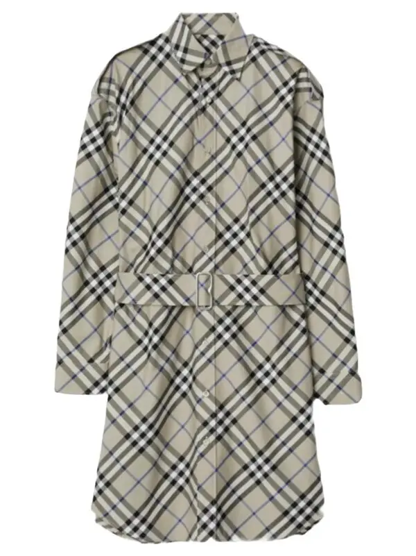 Burberry Checked Belted Waist Trench Coat - Lichen