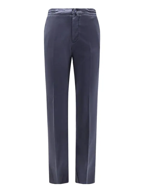 Kiton Drawstring Waist Logo Label Pants - Black