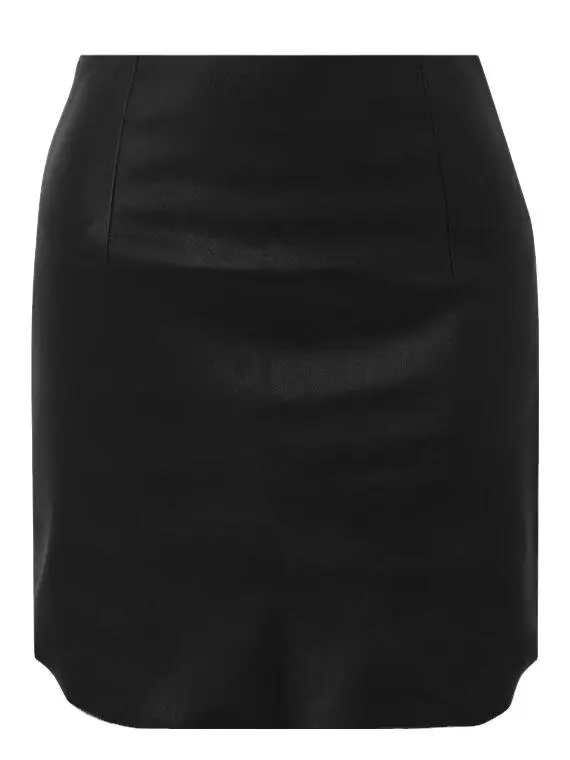 Stouls Elastic Leather Mini Skirt - Black