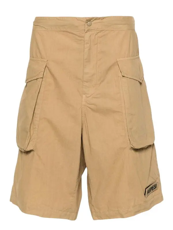 Aspesi Logo-patch Cotton Cargo Shorts - Nude