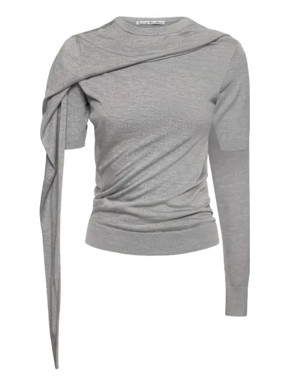 Acne Studios Asymmetrical Crew Neck Top - Gray