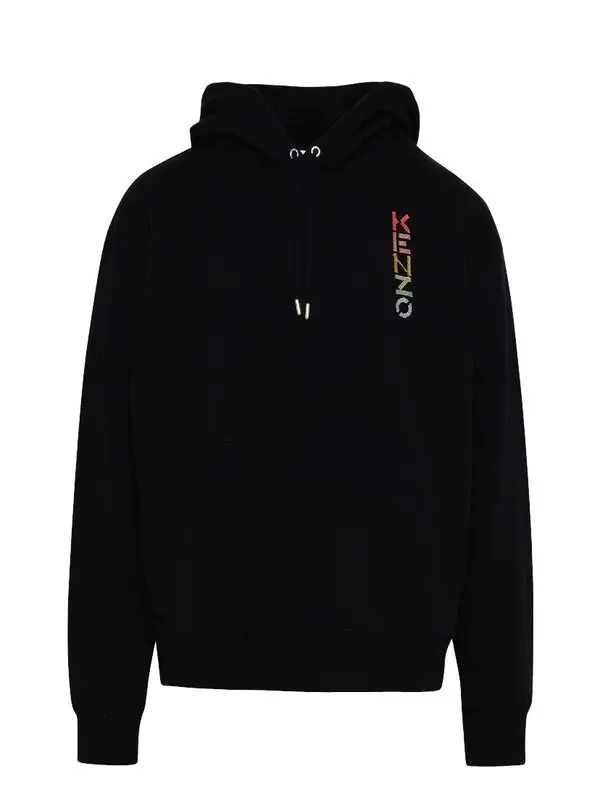 Kenzo Gradient Logo Cotton Hoodie - Black