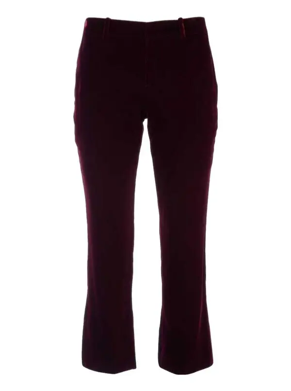 Saint Laurent Cropped Velvet Fla Pants - Red