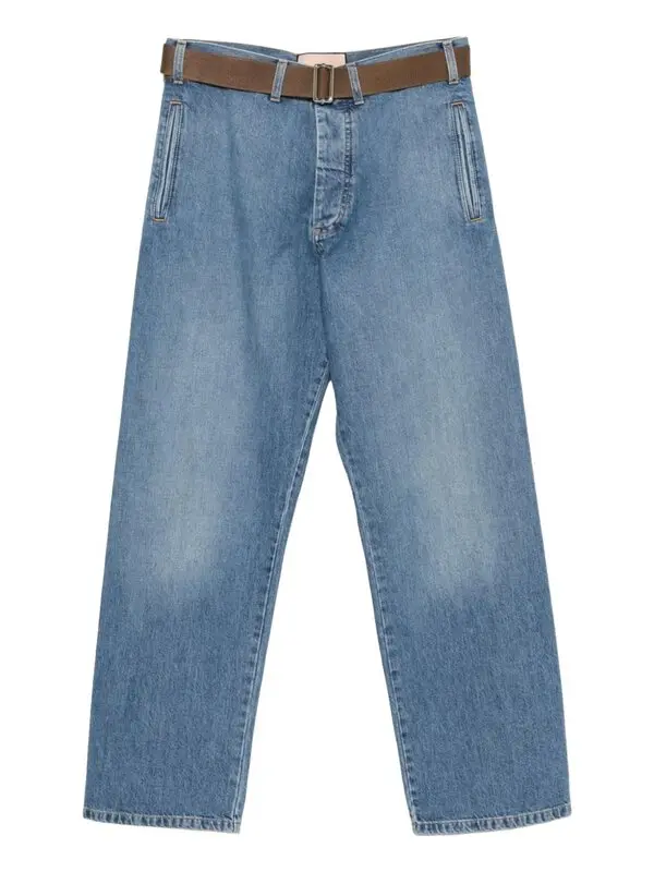 Plan C Straight-leg Belted Jeans - Indigo