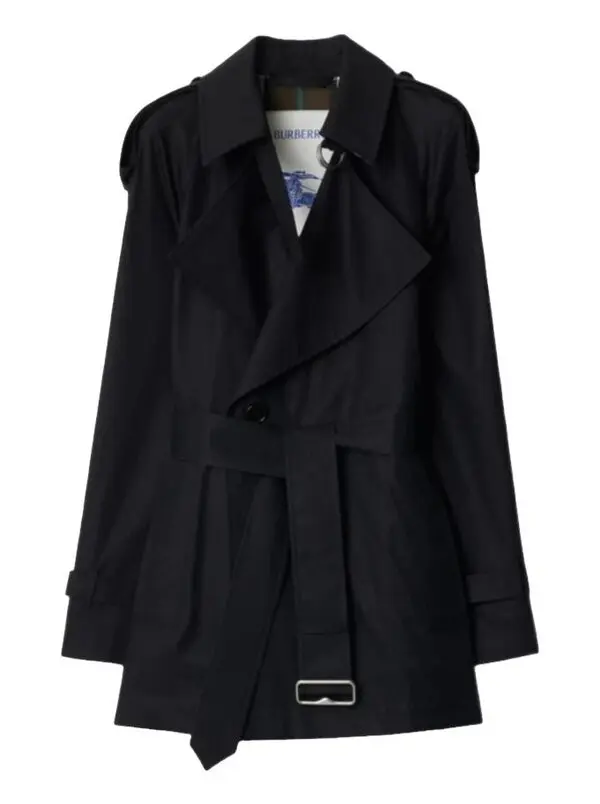 Burberry Gabardine Belted Trench Jacket - Black
