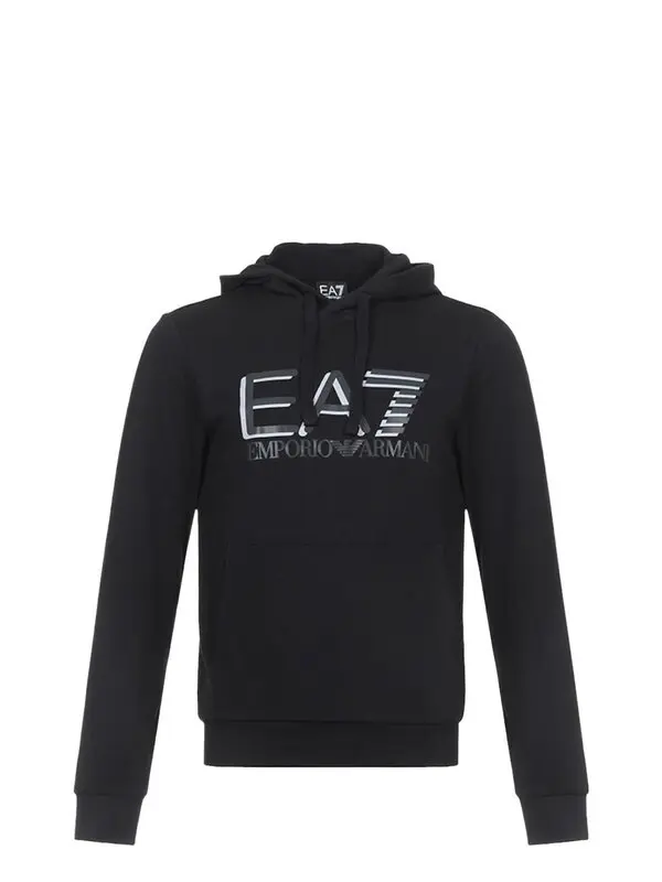 EA7 Logo Hooded Sweater - Black