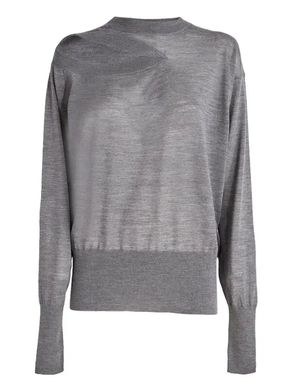 Stella McCartney Cut-out Detail Crewneck Knitted Top - Gray