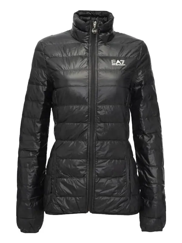 EA7 Quilted Logo Down Jacket - Black