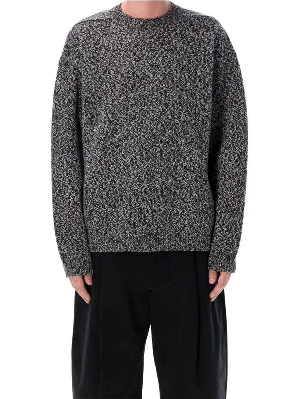 Studio Nicholson Hemyl Mouline Knitwear Crew Neck Sweater - Black