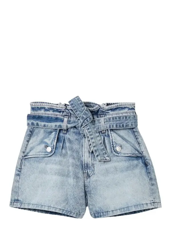 Veronica Beard High-waisted Belted Denim Shorts - Light Denim