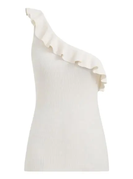 Zimmermann Rhiannon Frill Asymmetric Tank Top - Parchment