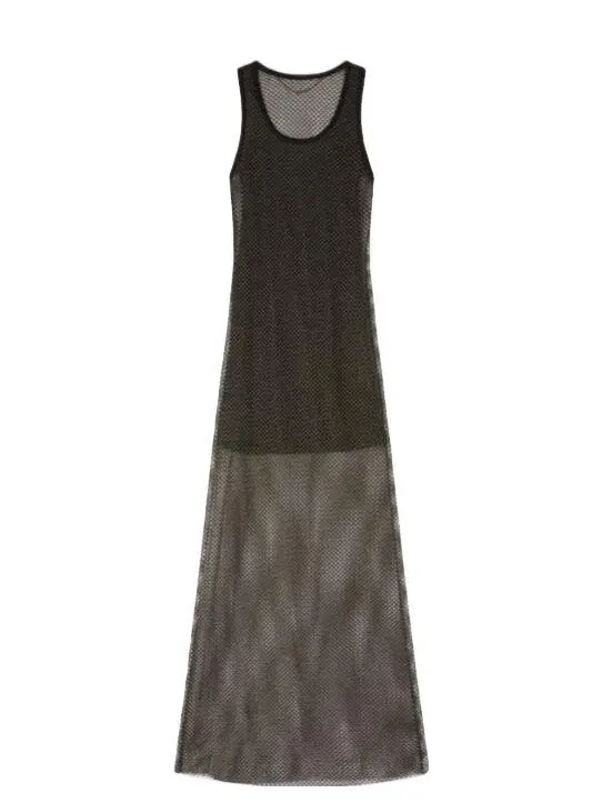 Palm Angels Double Layer Mesh Maxi Dress - Black