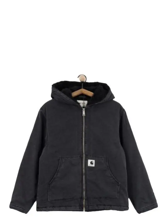Carhartt Zip-up Hooded Jacket With Patch Pockets - Black