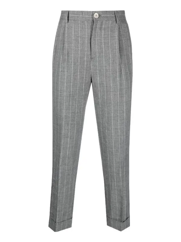Brunello Cucinelli Pinstriped Tailored Trousers - Gray