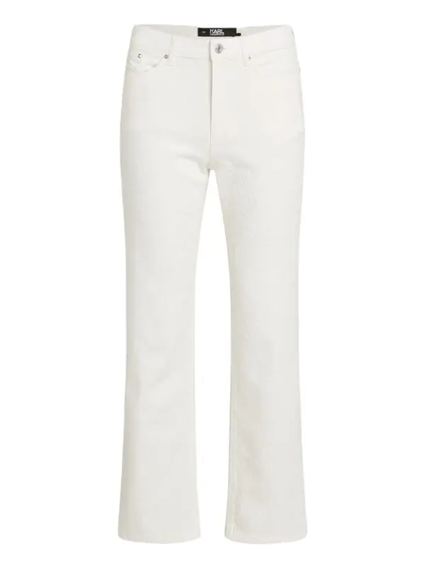 Karl Lagerfeld High Waisted Straight Leg Denim Trousers - White