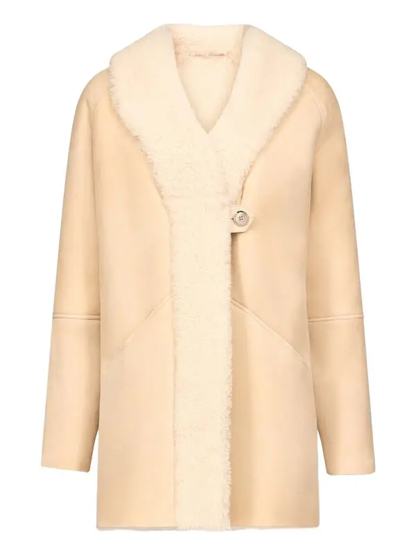 Loulou De Saison Isak Suede Shearling Coat - Nude