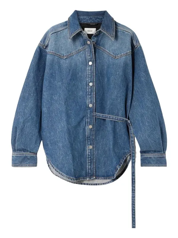 HAIKURE Belted Denim Shirt - Blue