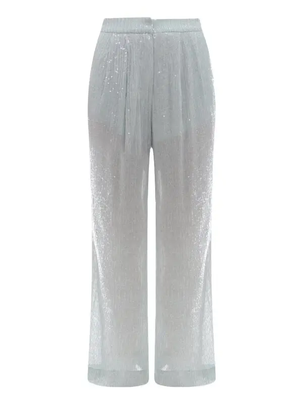ROTATE BY BIRGER CHRISTENSEN Sequin-embellished Pleated Wide-leg Trousers - Gray